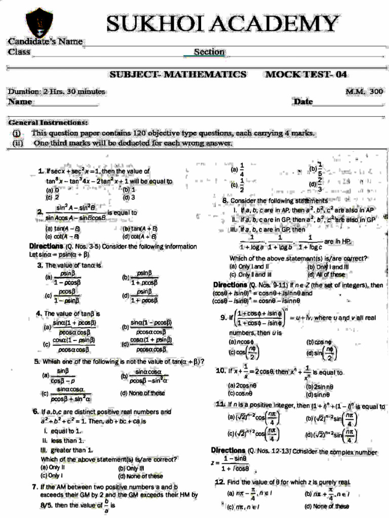 Mock Test-4 NEW | PDF