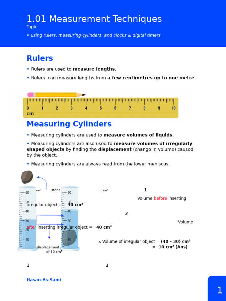 1.01 Measurement Techniques | PDF | Volume | Measurement
