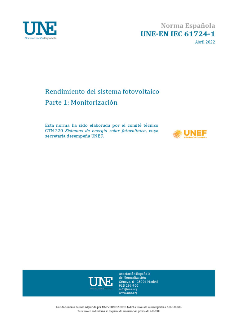 UNE_IEC 61724_2022 | PDF | Comisión Electrotécnica Internacional