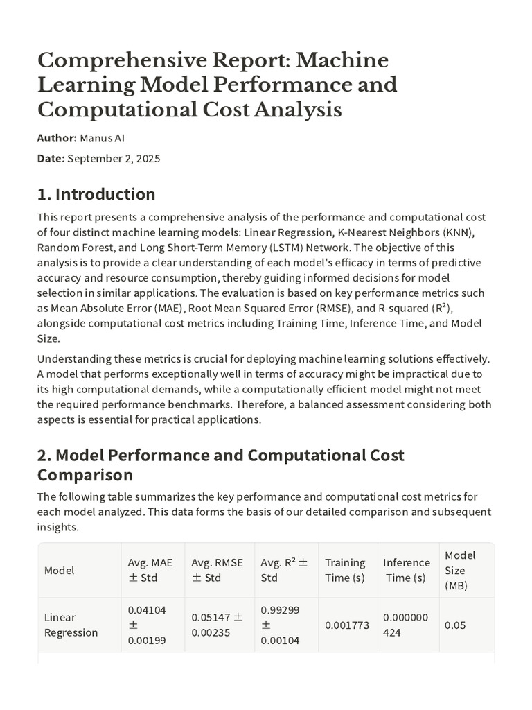 Comprehensive Report Machine Learning Model Performance and ...