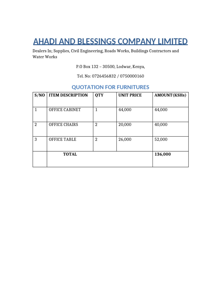 School Uniform Quotation Format | PDF