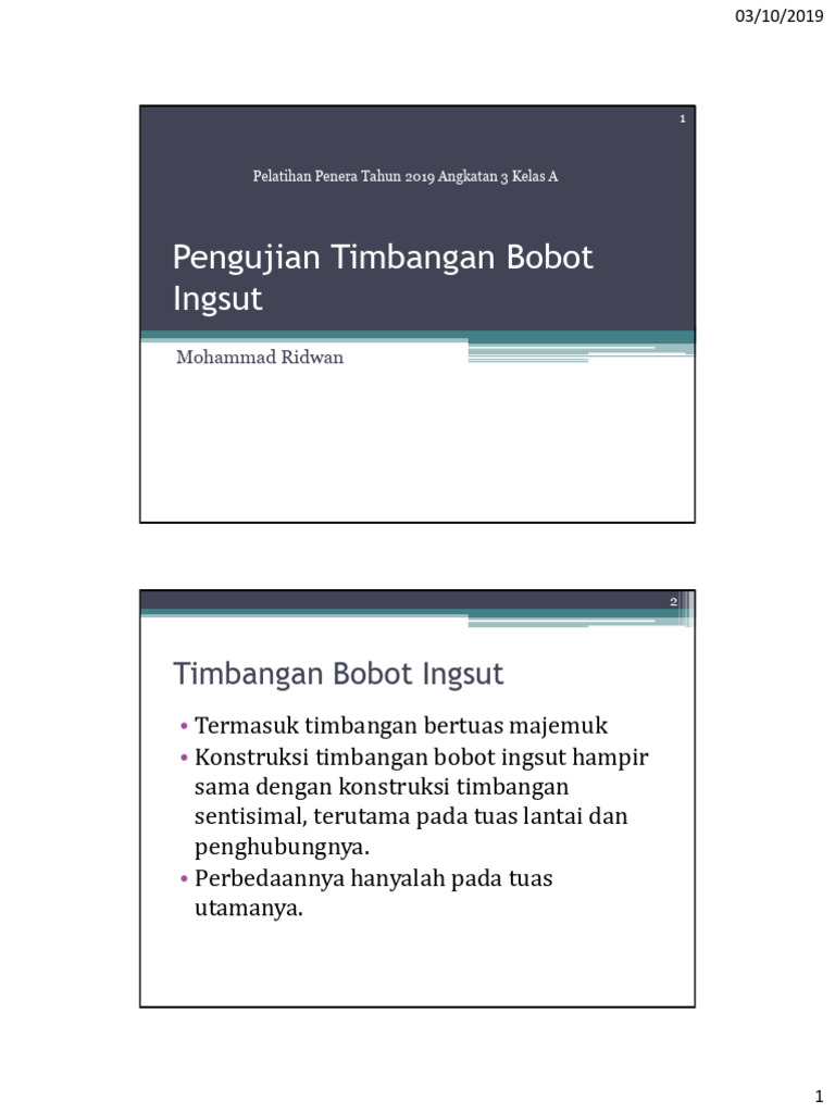 Pengujian Timbangan Bobot Ingsut | PDF