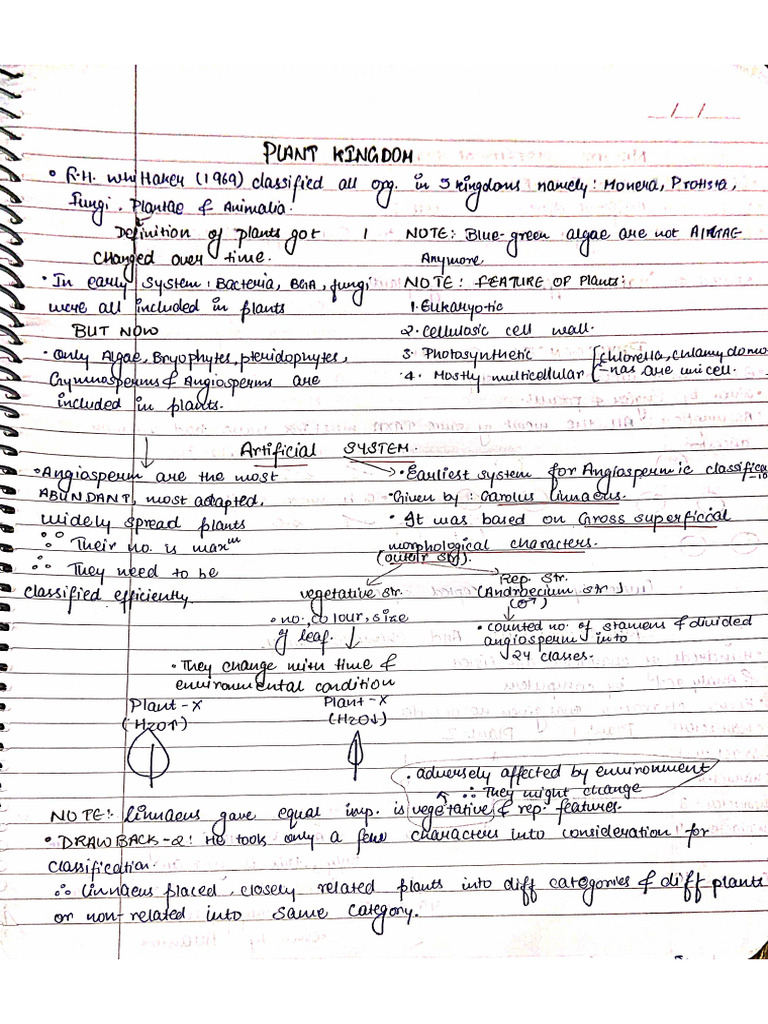 Plant Kingdom Notes Class 11 | PDF