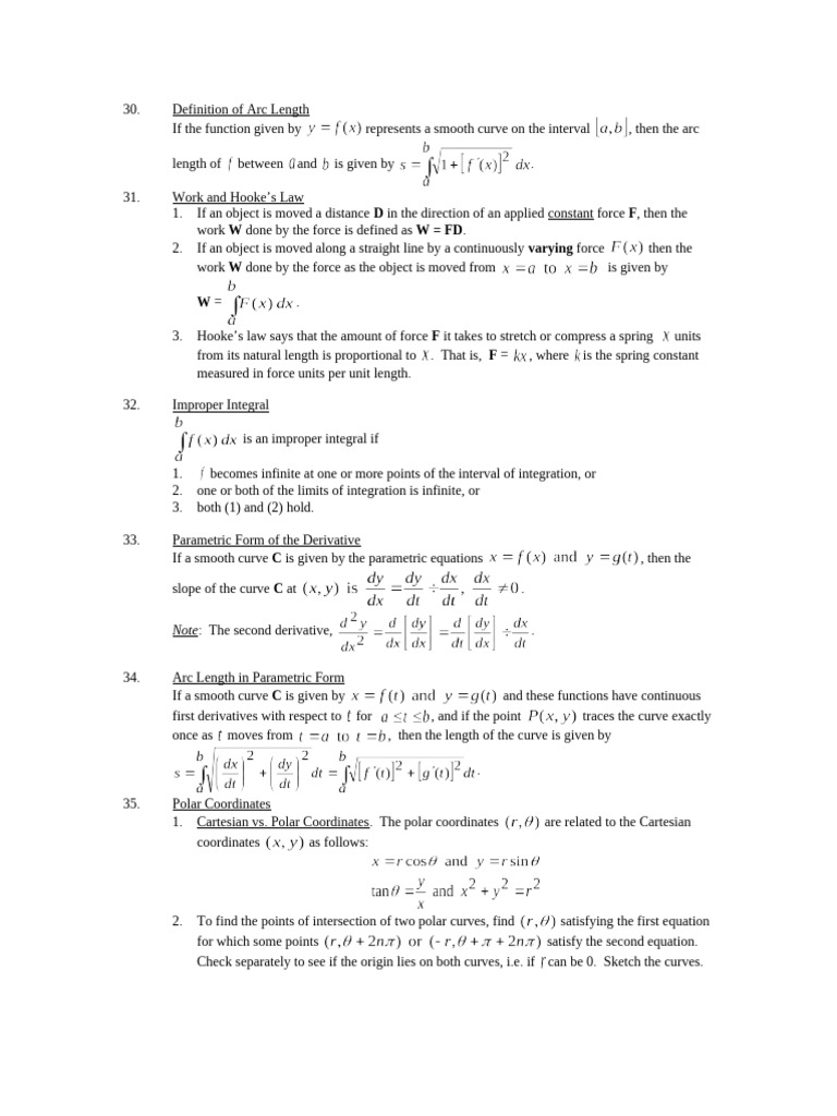Calculus Cheat Sheet Part 3 | PDF | Power Series | Curve