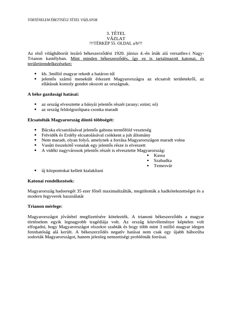 Tétel Vázlat | PDF