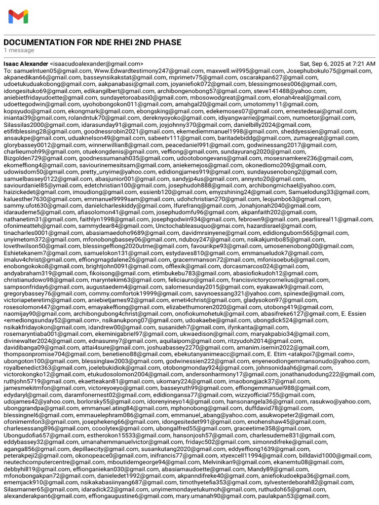 Gmail - Documentation for Nde Rhei 2nd Phase | PDF