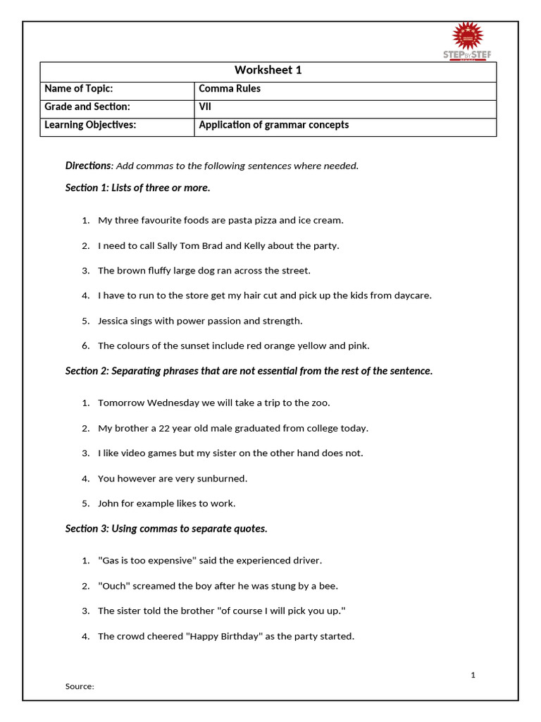 Worksheet 1 | PDF