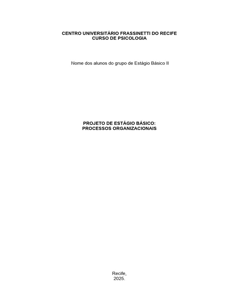 MODELO - PROJETO DE ESTÁGIO II | PDF