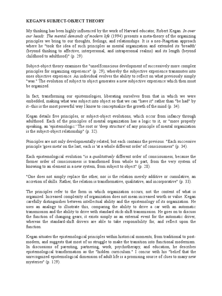 Subject Object Theory | PDF | Thought | Consciousness