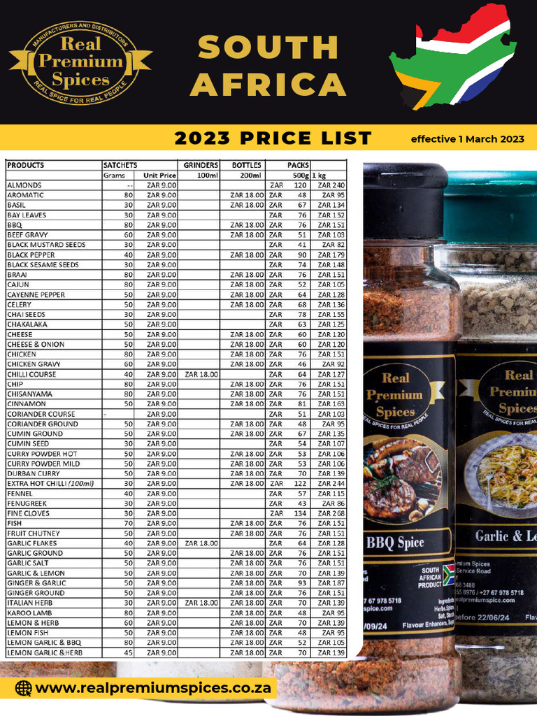 2023 South Africa Price List | PDF