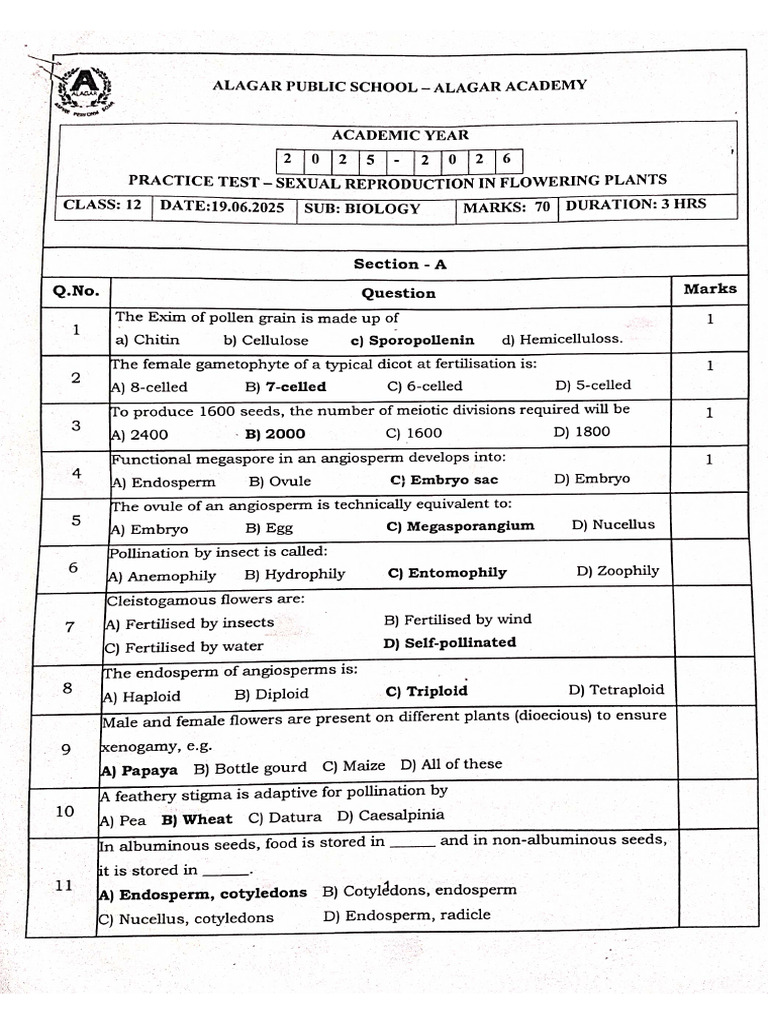 Biology CH 1 Practice Test Answer Key | PDF