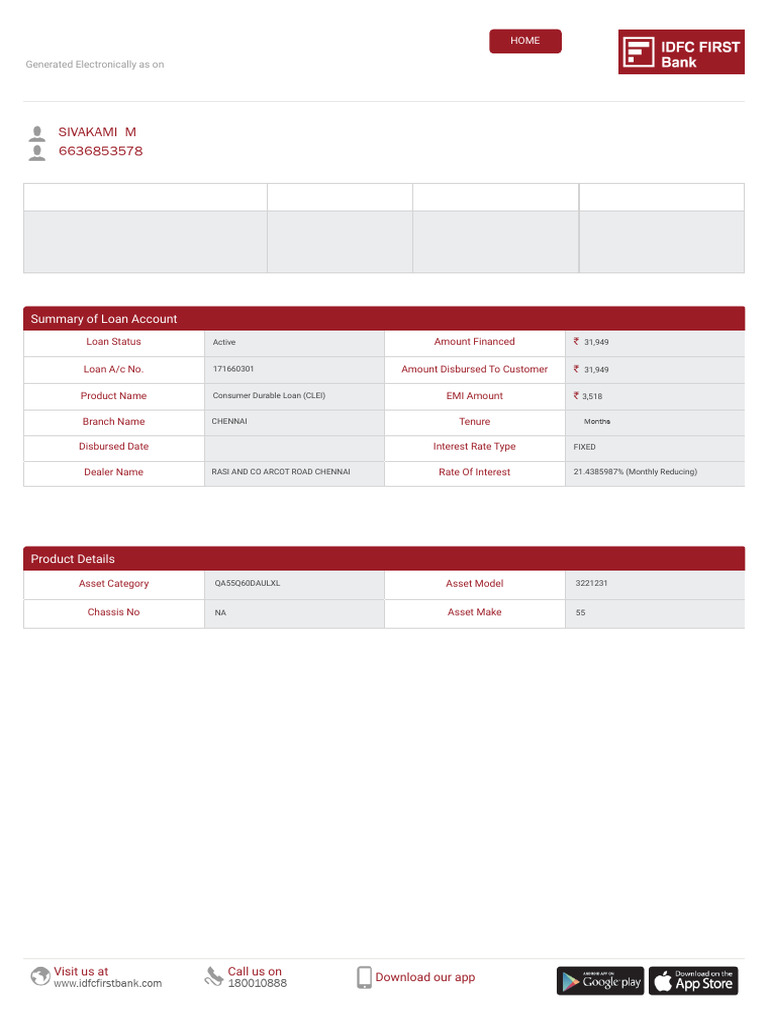 Statement of Accounts - 124554540 | PDF | Banks | Loans