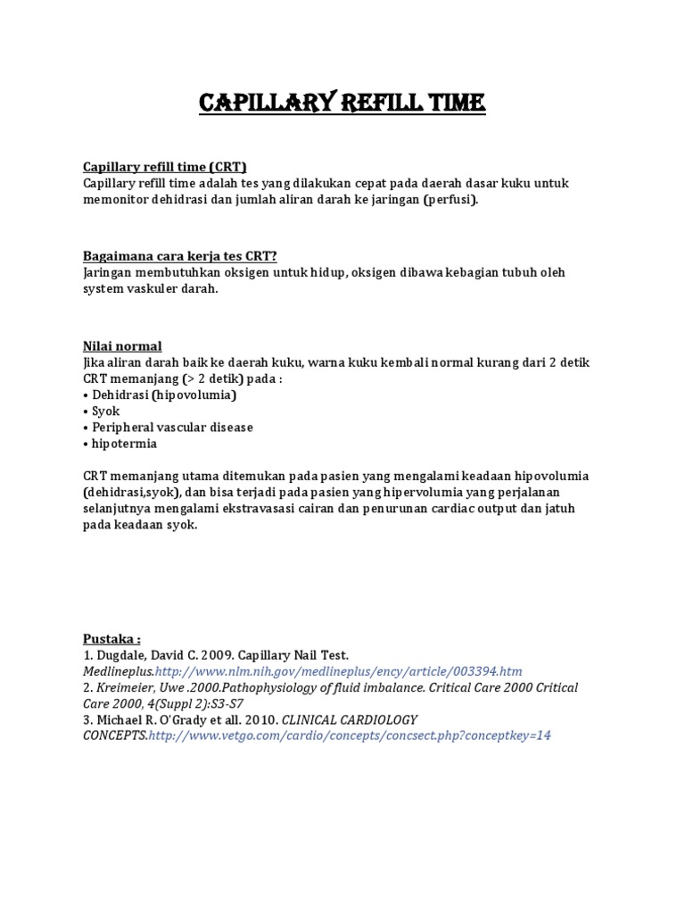 Capillary Refill Time | PDF
