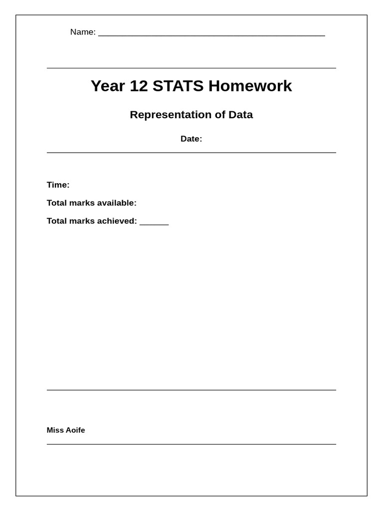 Year 12 STATS Homework: Data Representation | PDF | Skewness ...