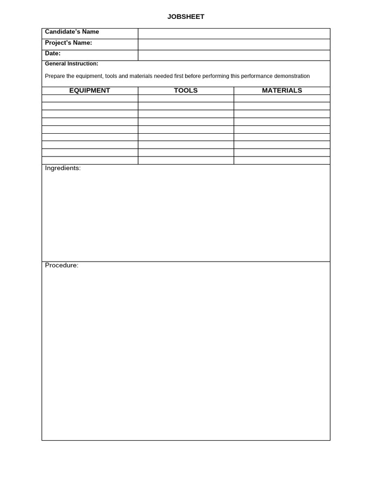 Job Sheet | PDF
