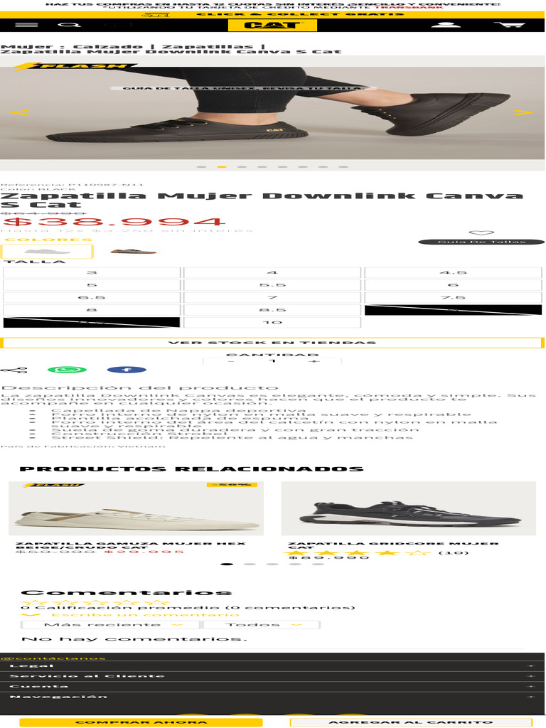Zapatilla Mujer Downlink Canva S-Cat Chile - Cat Tienda Oficial Cat ...