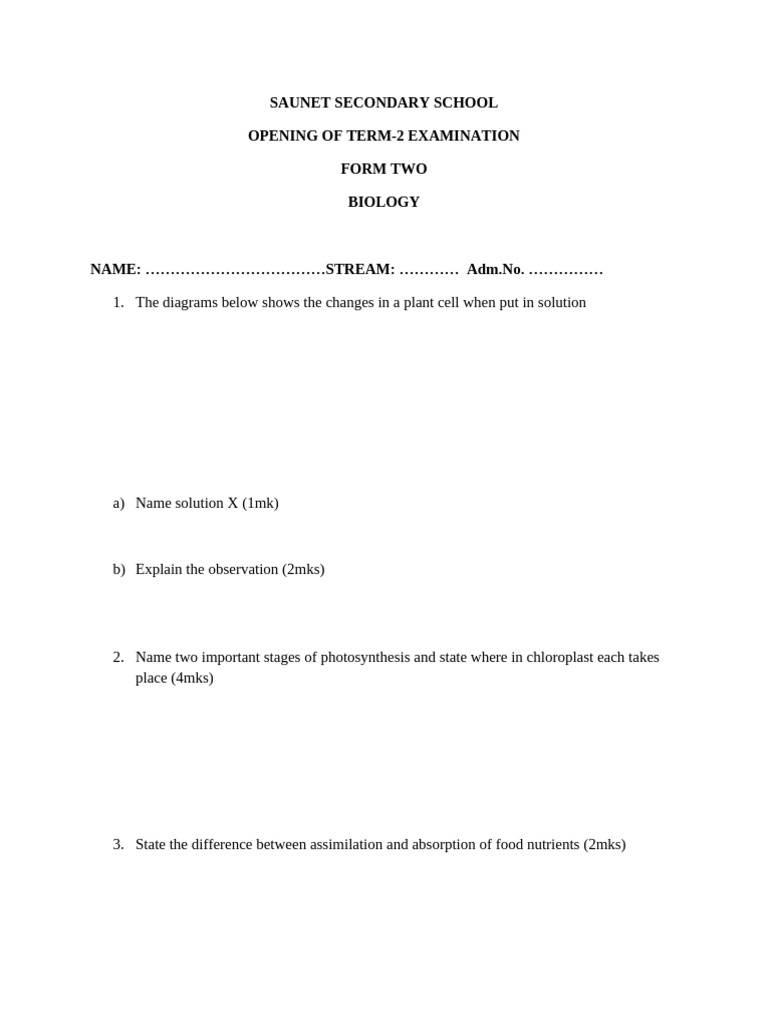 Biology F2 T2 Opener - 2021 | PDF | Leaf | Starch