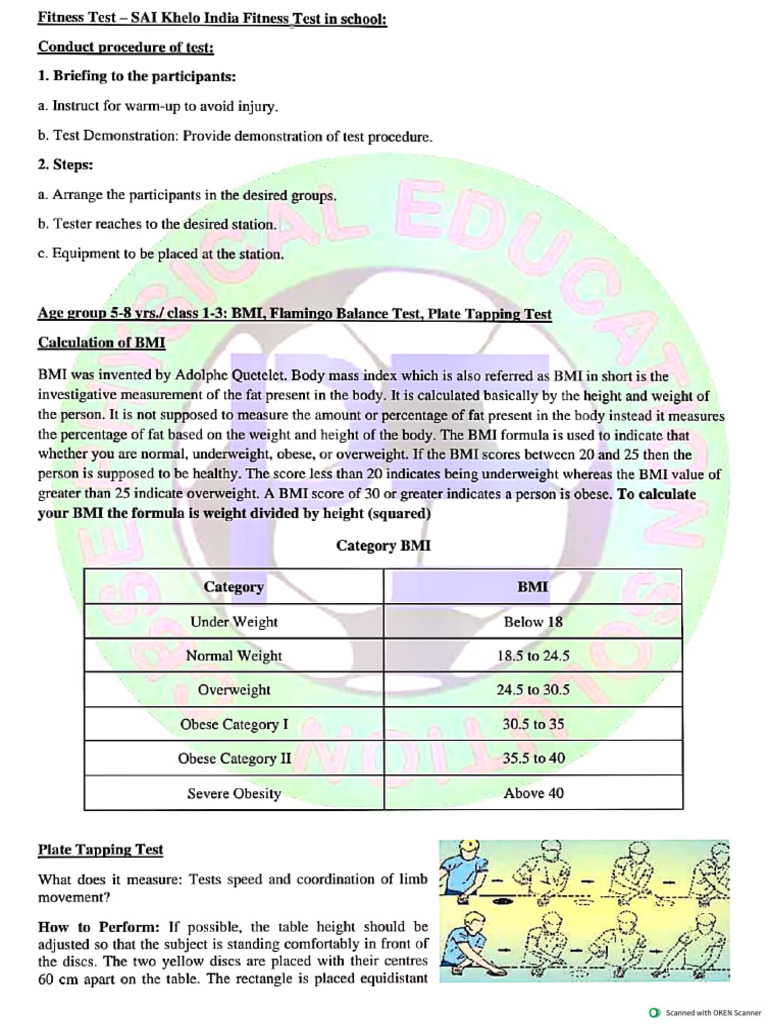 Practical ..Physical Fitness Test SAI Khelo India Test | PDF