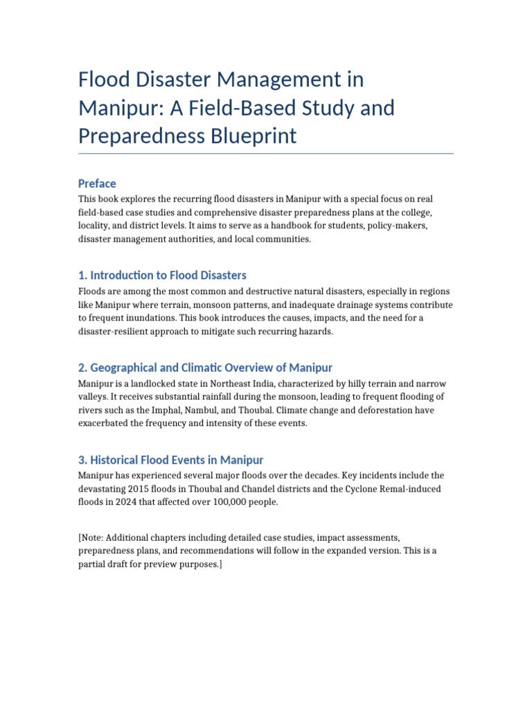 Manipur Flood Disaster Management Preview | PDF
