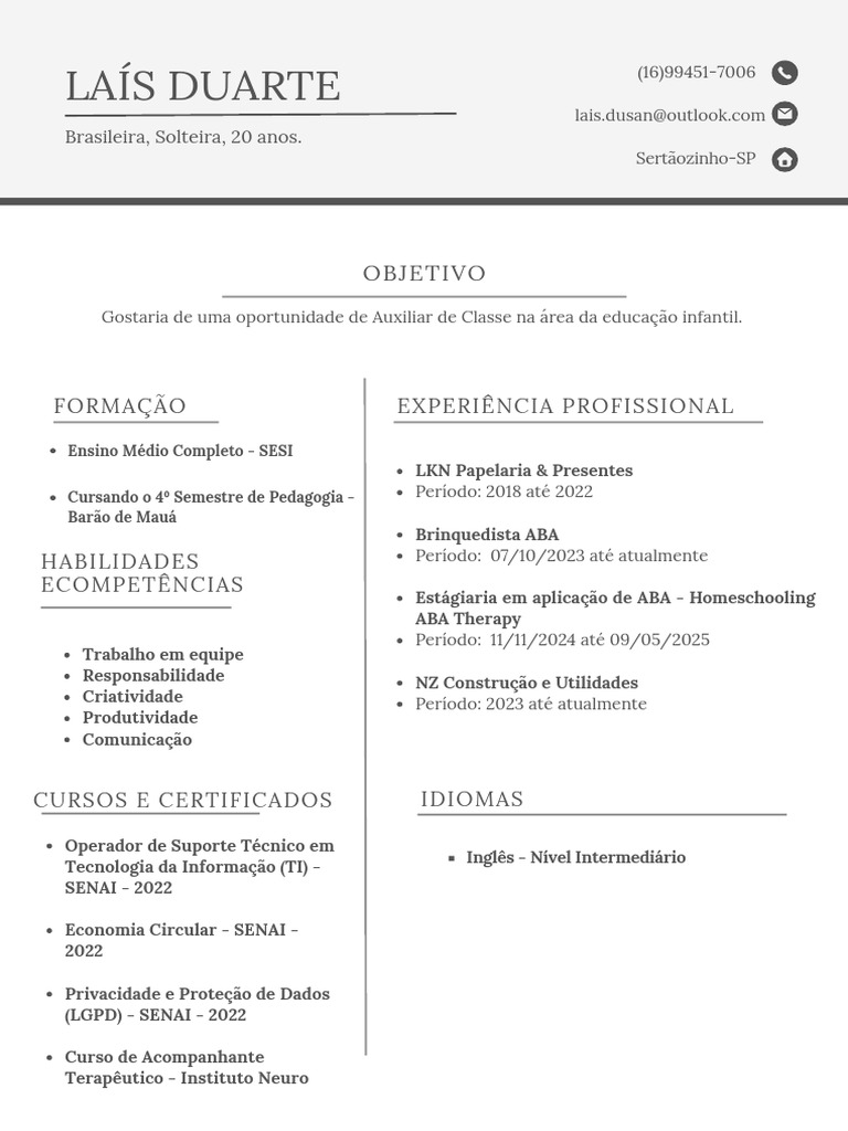 Curriculo Lais | PDF