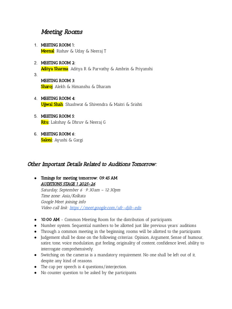 Auditions 2025-26 | PDF