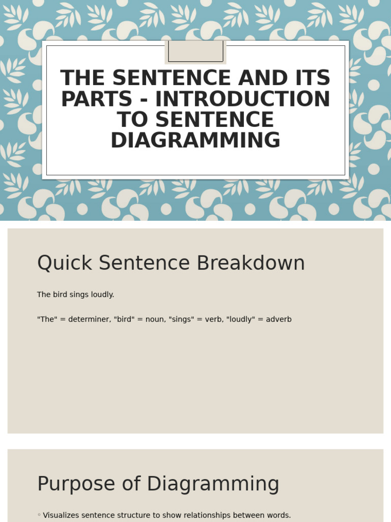 The Sentence and Its Parts - Introduction to Diagramming | PDF | Adverb ...