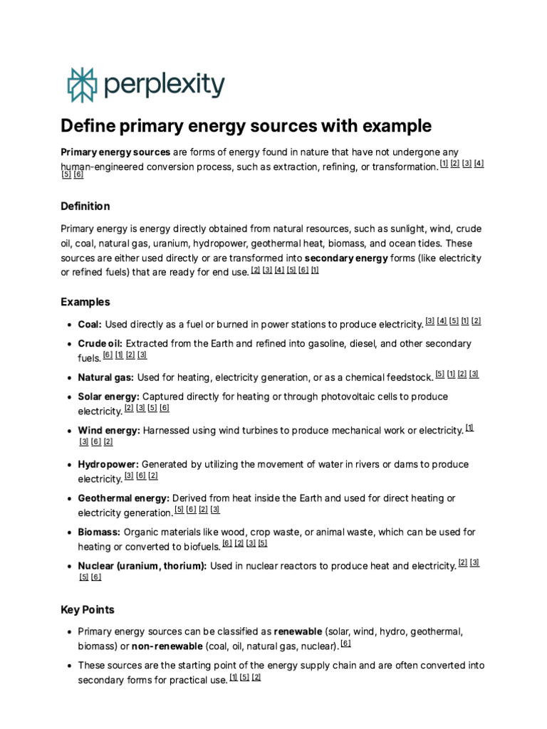 Define Primary Energy Sources With Example | PDF | Energy Development ...