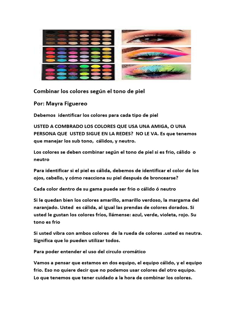Combinar Los Colores Segãºn El Tono de Piel Modulo 4 Maquillaje | PDF ...