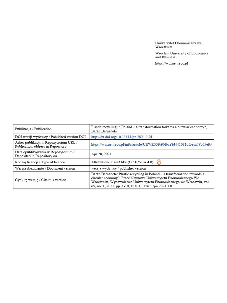 Baran Plastic Recycling in Poland | PDF | Recycling | Plastic