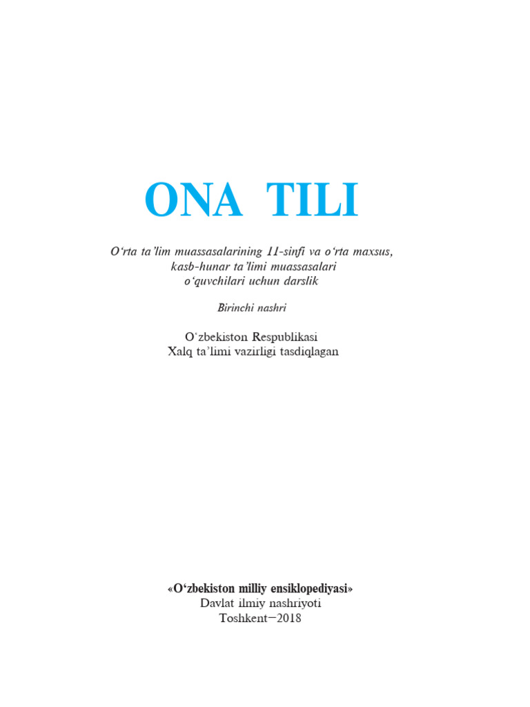 11-Sinf Ona Tili | PDF