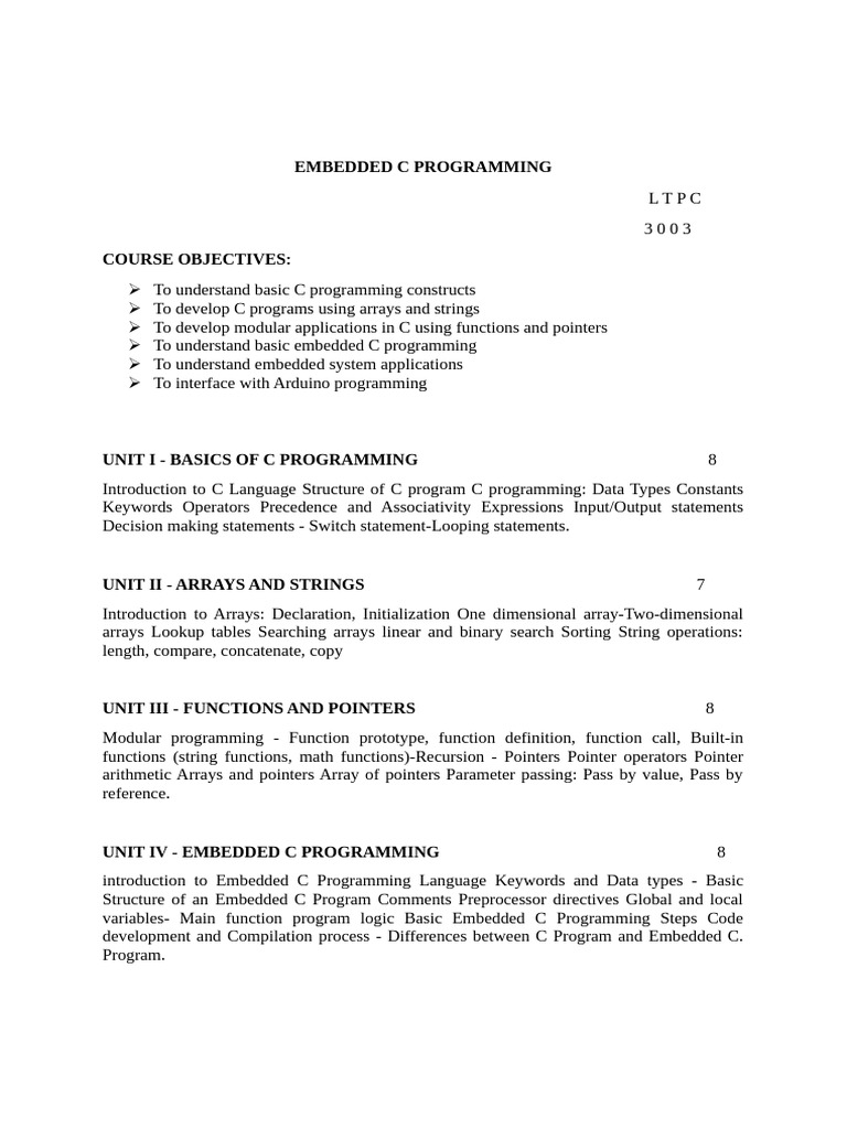 Ecp Syllabus | PDF | Pointer (Computer Programming) | C (Programming Language)