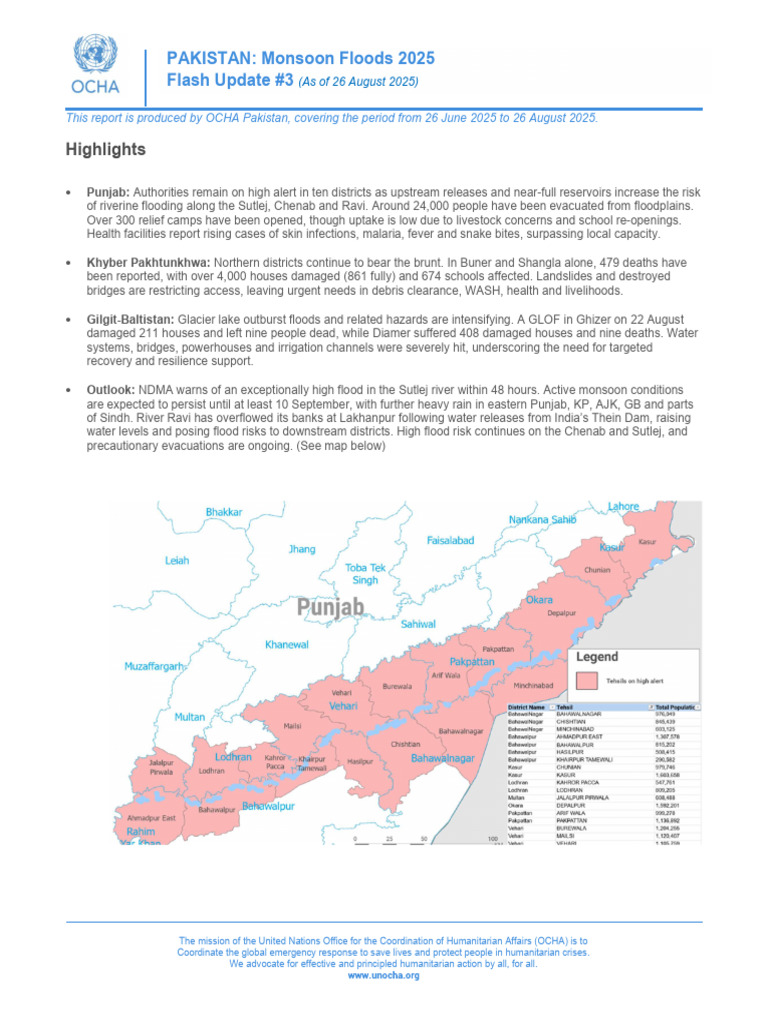 Pakistan Monsoon Floods 2025 Update | PDF | Flood | Wash