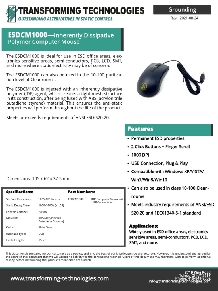 ESDCM1000 Series ESD Computer Mouse Data Sheet | PDF | Computing
