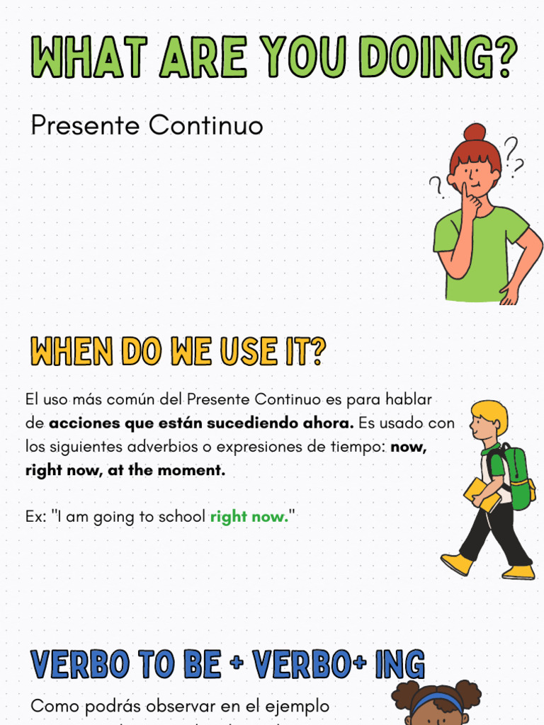 Presente Continuo: Uso y Estructuras | PDF | Language Mechanics | Syntax