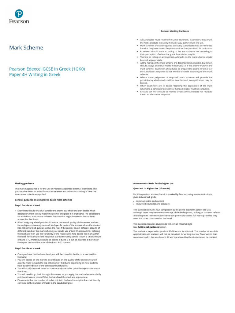 GCSE 130-150 MarkScheme | PDF | Vocabulary | Language Mechanics