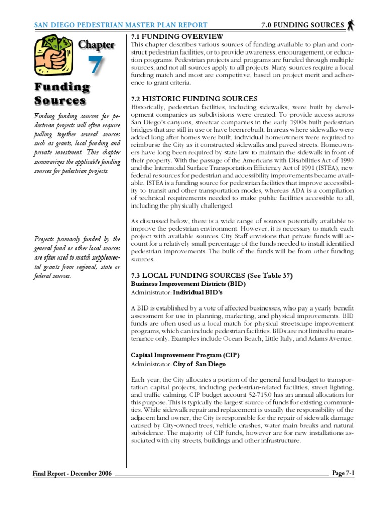 Funding Sources for Pedestrian Projects | PDF | Trail | Sidewalk