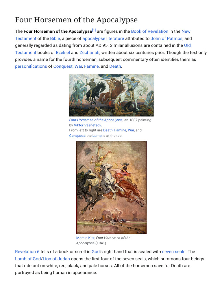 Four Horsemen of The Apocalypse - Wikipedia | PDF