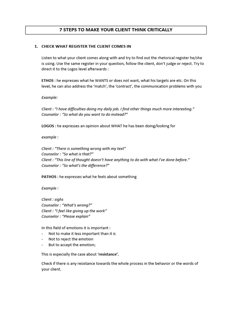 7 Steps To Make Your Client Think Critically | PDF | Logos | Human ...