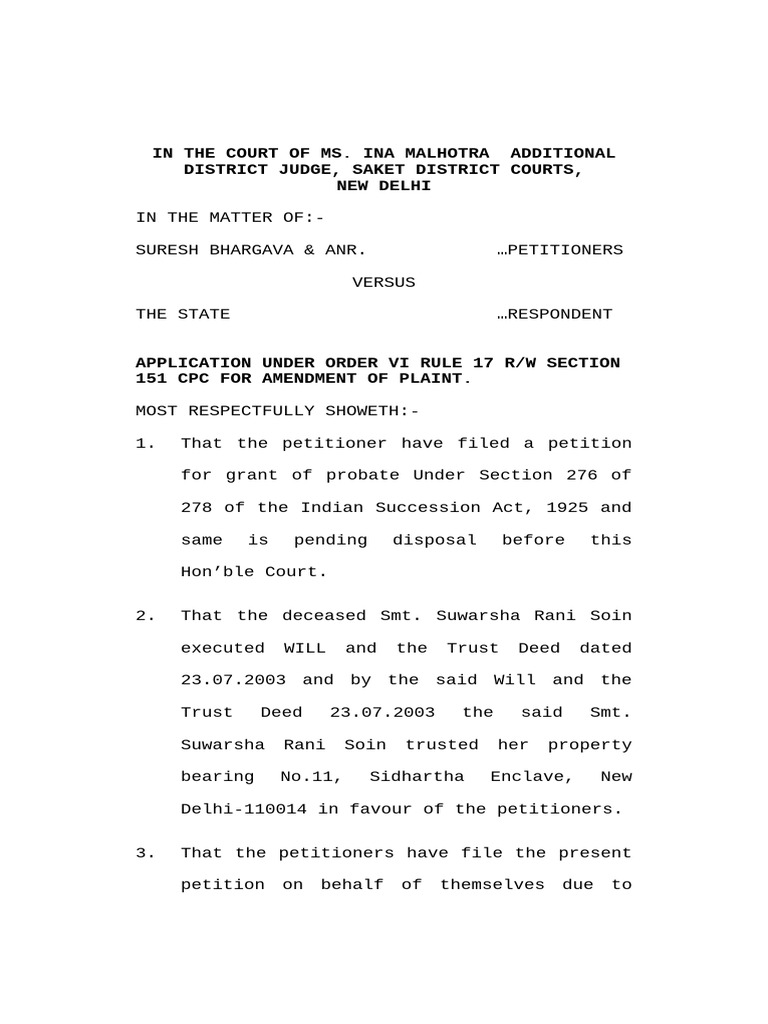 Amendment Application for Probate Grant | PDF | Affidavit | Probate