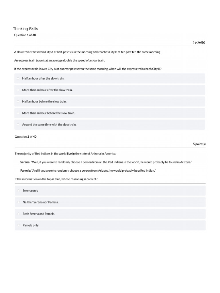 NSW SHS Practice Test 36 Thinking Skills | PDF