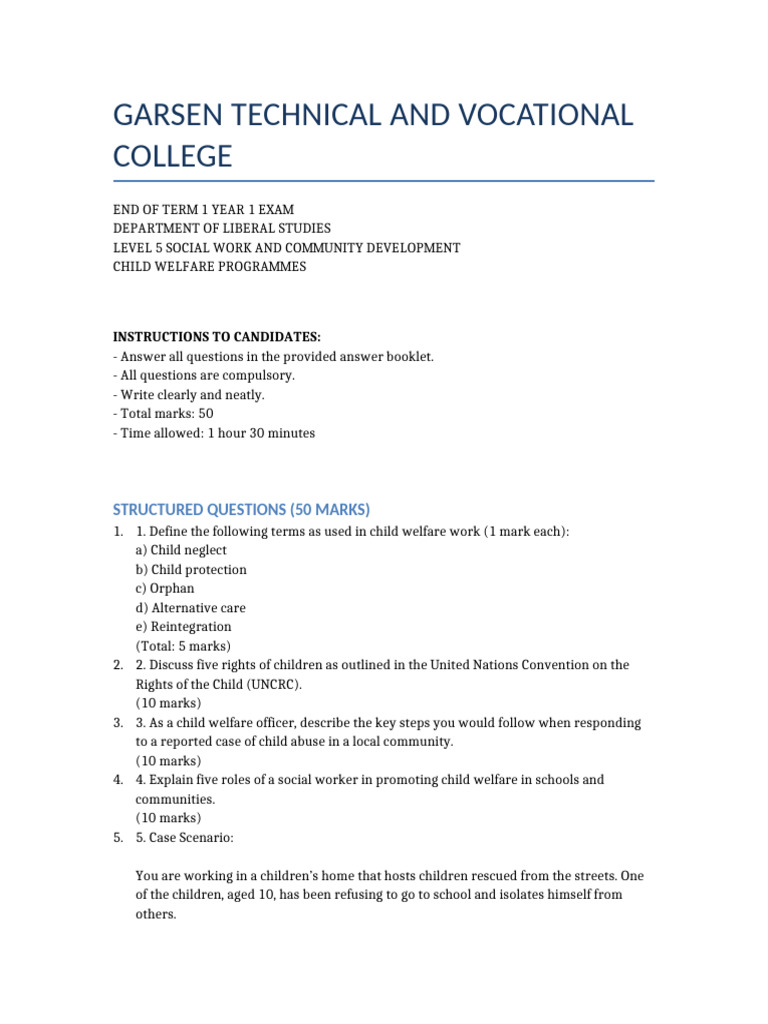 Level 5 Child Welfare CAT Cycle 2 | PDF