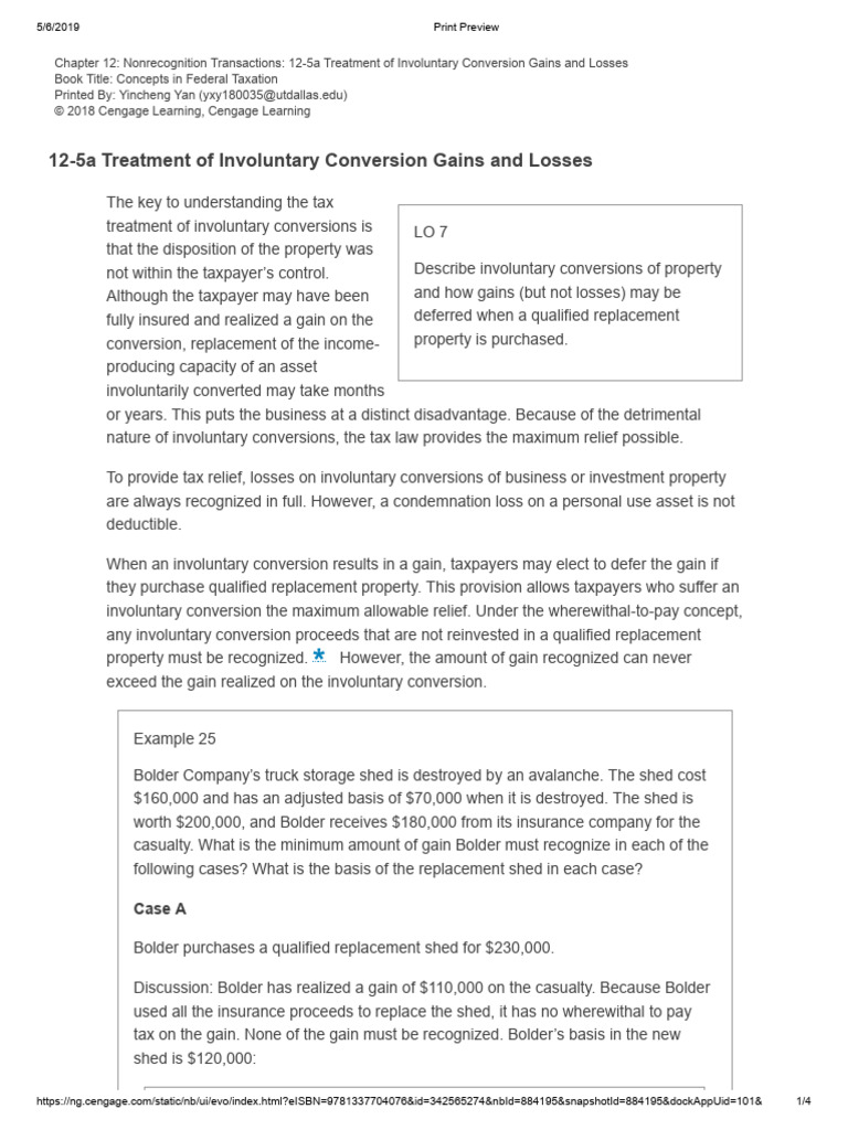 Involuntary Conversion Tax Relief Explained | PDF | Taxes | Payments