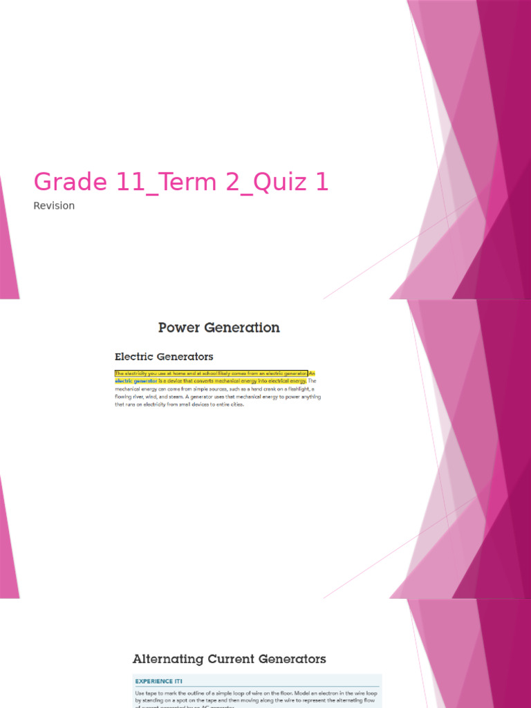 Physics - GR11 - Quiz 1 - Revsion | PDF