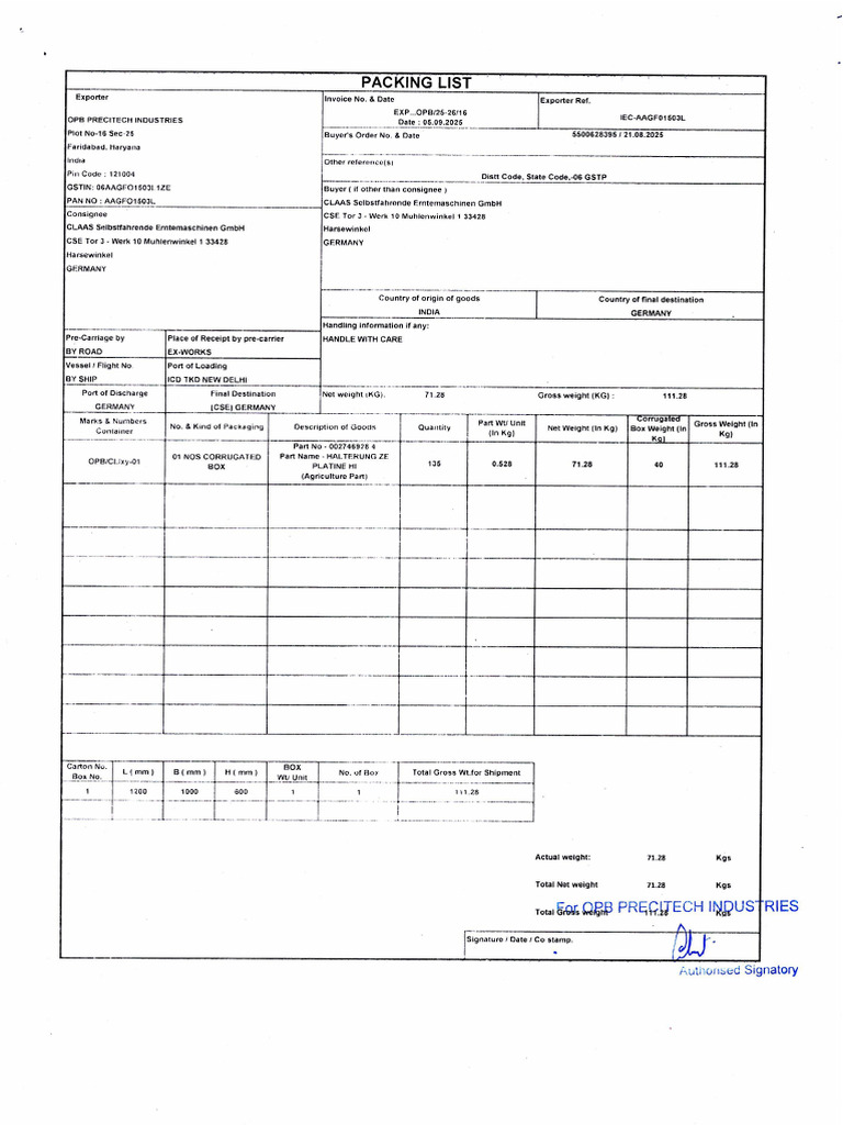 Excel Invoice & Export Invoice 0027469284 | PDF