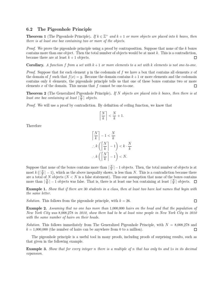 Pigeonhole | PDF | Function (Mathematics) | Mathematical Proof
