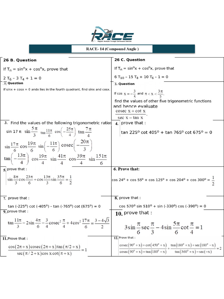 Race-14 Compound Angles | PDF