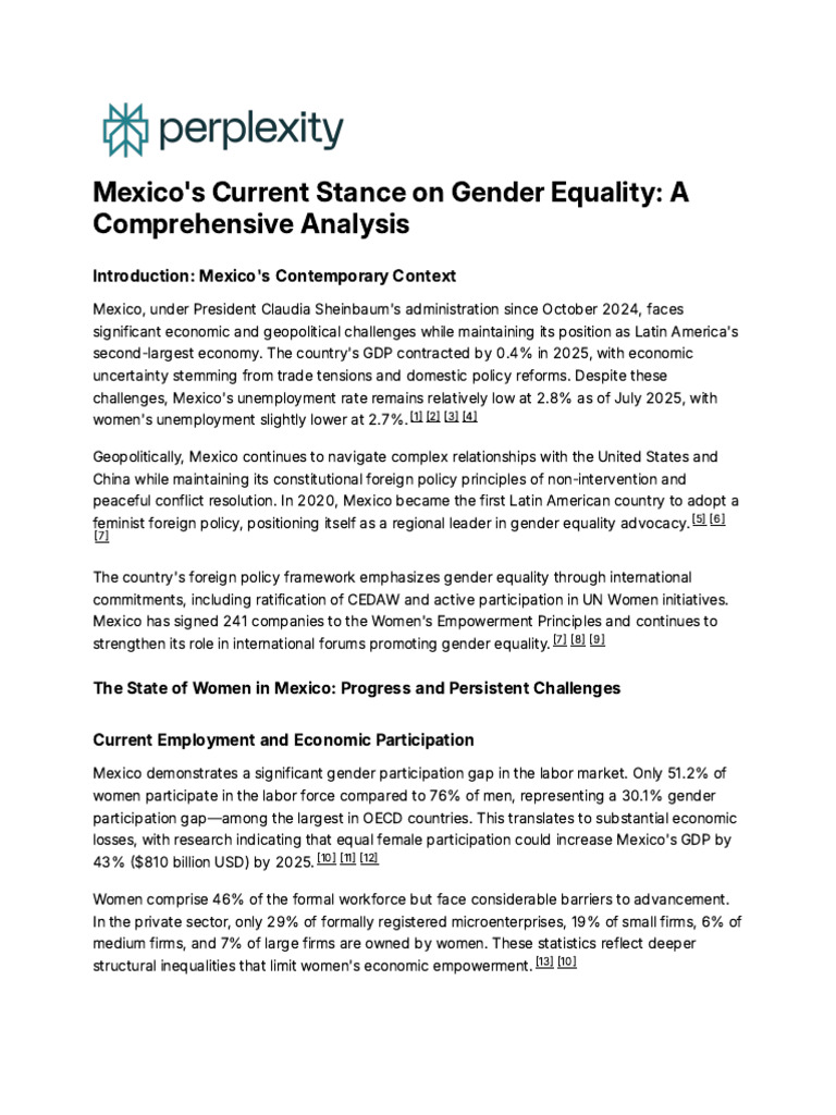 Mexico's Current Stance On Gender Equality - A Comp | PDF | Gender ...