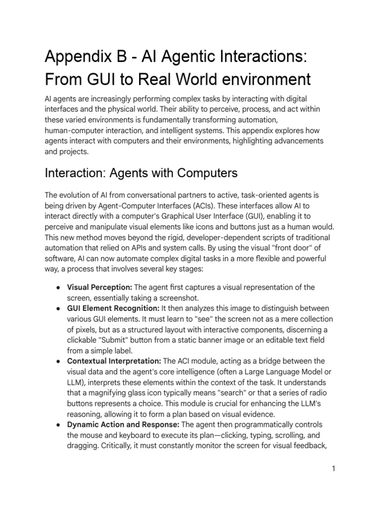 Appendix B - AI Agentic Interactions - From GUI To Real World Environment | PDF | Artificial ...