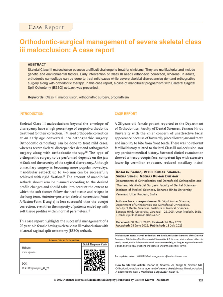Orthodontic-Surgical Management of Severe Skeletal | PDF | Dentistry ...