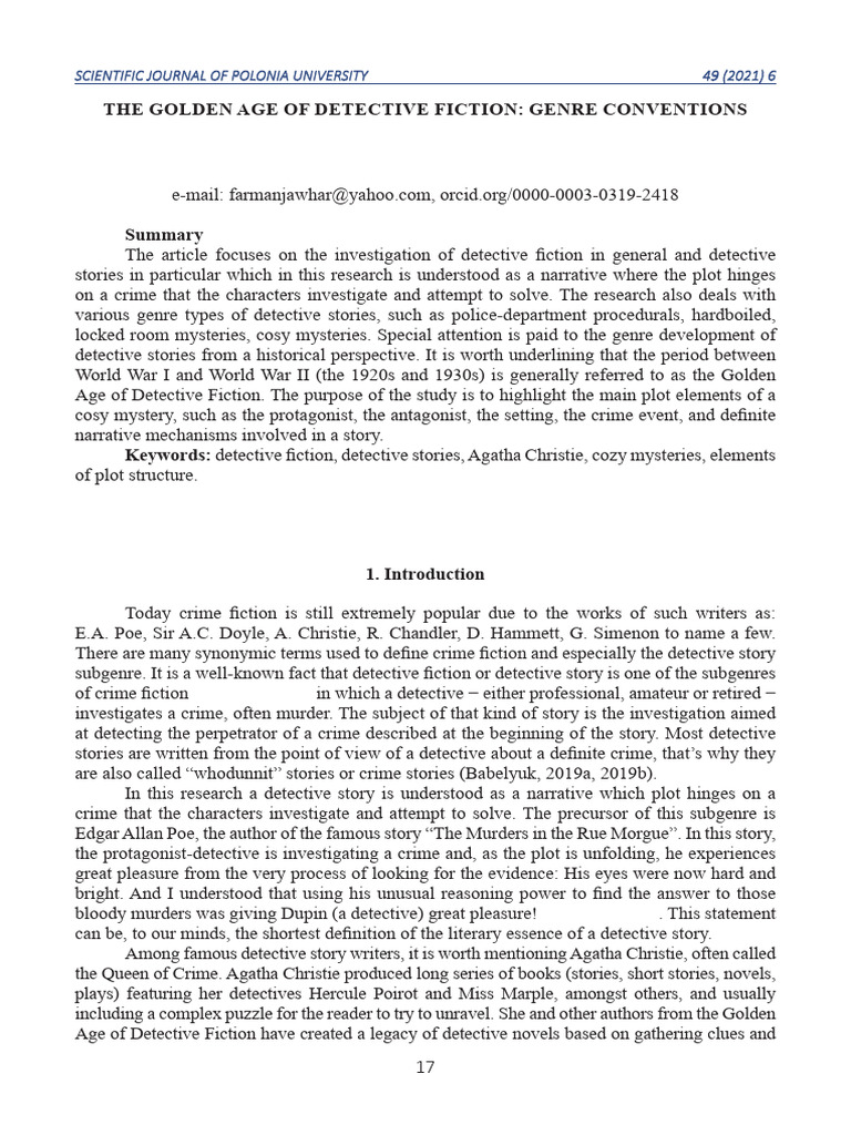 The Golden Age of Detective Fiction Genre | PDF | Detective Fiction ...